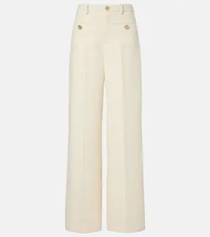 Gucci Checked Cotton-blend Tweed Wide-leg Pants - White