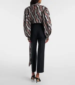 Gucci Logo Wool Straight Pants - Blue