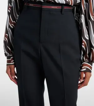 Gucci Logo Wool Straight Pants
