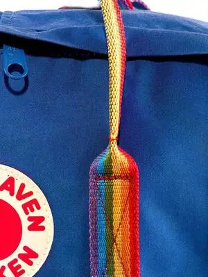 Fjallraven Backpack With Rainbow Striped Straps - Blue
