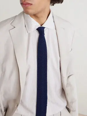 Eleventy Striped Cotton And Linen-blend Shirt - Neutrals