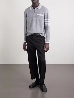 Thom Browne Striped Linen And Cotton-blend Polo Sweater