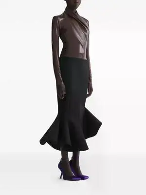 MUGLER Ruffled Hem Skirt - Black