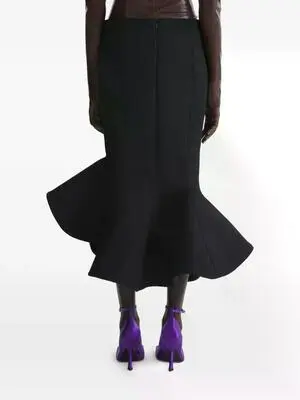 MUGLER Ruffled Hem Skirt - Black