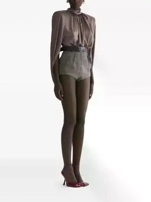 MUGLER Draped High-neck Top - Neutrals