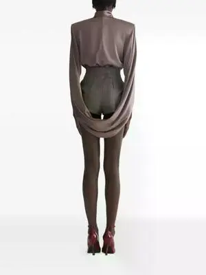 MUGLER Draped High-neck Top - Neutrals