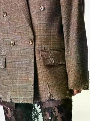 ARTICLE TEN Distressed Plaid Blazer