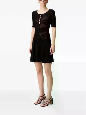 Claudie Pierlot Short-sleeved Floral Jacquard Knit Mini Dress
