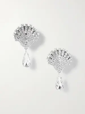 Alessandra Rich Crystal Clip Earrings - Silver