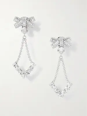 Alessandra Rich Crystal Clip Earrings - Silver