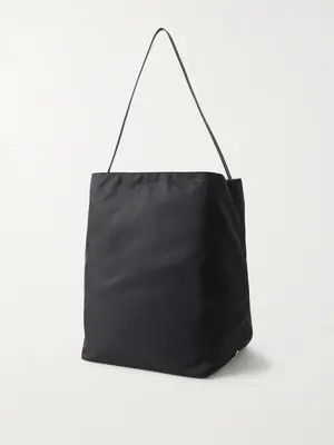VALESQUE Leather-trimmed Shell Bucket Tote