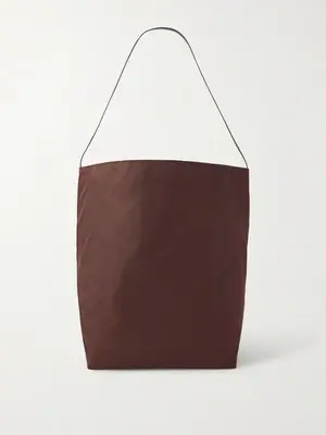 VALESQUE Leather-trimmed Shell Bucket Tote