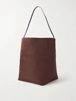 VALESQUE Leather-trimmed Shell Bucket Tote