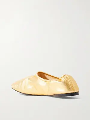 Alaïa Metallic Leather Ballet Flats - Gold