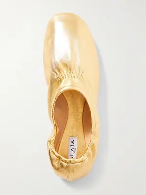 Alaïa Metallic Leather Ballet Flats - Gold