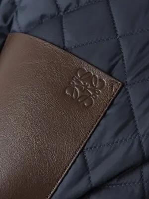 Loewe Corduroy- And Leather-trimmed Quilted Jacket - Navy