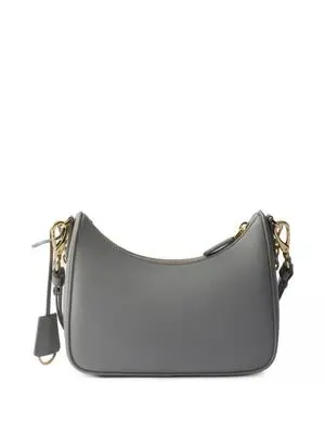 Prada Mini Re-edition Leather Shoulder Bag - Grey