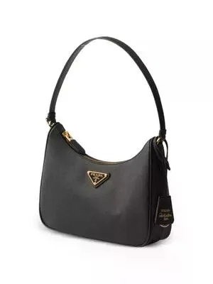 Prada Re-edition Leather Shoulder Bag - Black