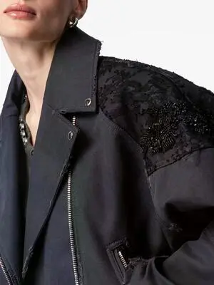 ARTICLE TEN Lace-paneled Zip-up Jacket