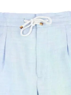 Brunello Cucinelli Drawstring Pleated Shorts - Blue