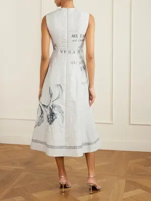 Erdem Floral-print Crinkled-satin Midi Dress - Gray