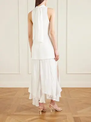 Brandon Maxwell Leonie Scarf-detailed Maxi Dress - White