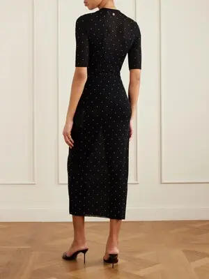 Rabanne Studded Wool-blend Midi Dress - Black