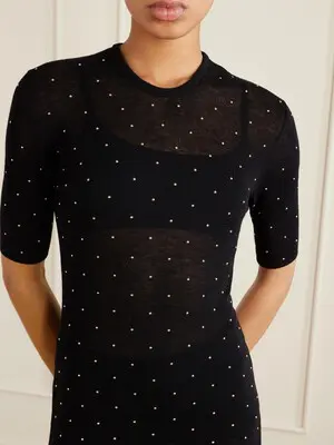 Rabanne Studded Wool-blend Midi Dress - Black