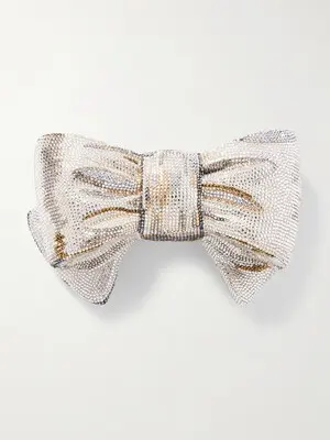 Judith Leiber Bow Just For You Crystal Clutch - Silver