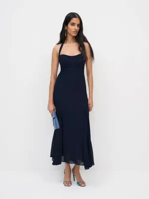 Pleated Hem Midi Dresses