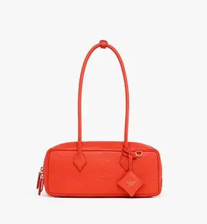 Mcm Maxi Monogram Leather East West Shoulder Bag - Orangeade