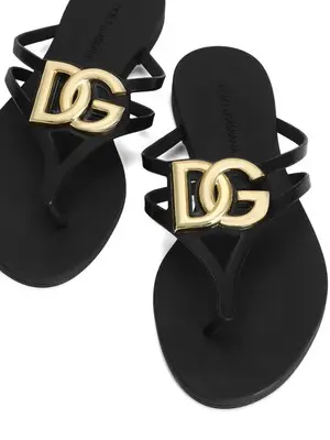 Dolce & Gabbana Dg Logo Thong Sandals - Black