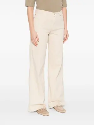 7 For All Mankind Lotta Wide Leg Denim Jeans - Beige