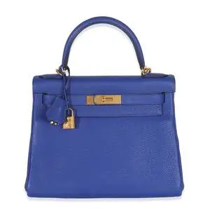 Hermès Togo Retourne Kelly 28 Ghw - Blue