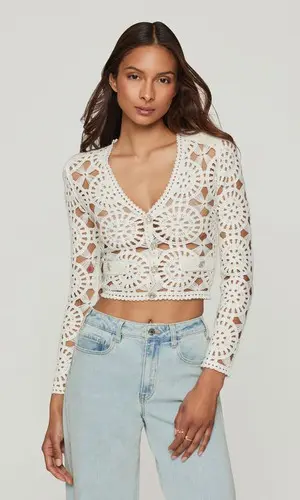 Generation Love Melody Crochet Cardigan - White