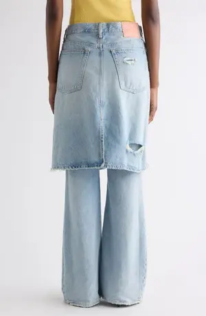 Acne Studios Ripped Skirted Wide Leg Jeans