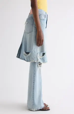 Acne Studios Ripped Skirted Wide Leg Jeans