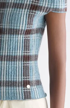 Acne Studios Plaid Wool-blend Funnel Neck Sweater