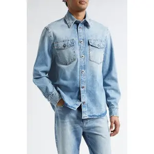 Versace Medusa Studded Denim Button-up Shirts