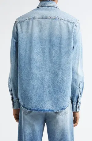 Versace Medusa Studded Denim Button-up Shirts