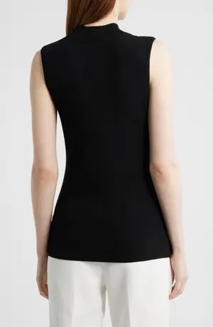 TAHARI ASL Sleeveless Mock Neck Sweater - Black