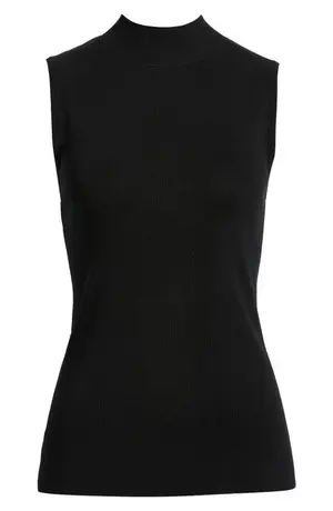 TAHARI ASL Sleeveless Mock Neck Sweater - Black