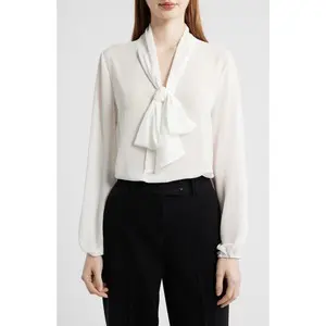 TAHARI ASL Tie Neck Blouse