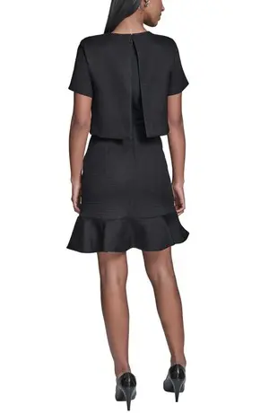 Karl Lagerfeld Ruffle Hem Popover Dress - Black