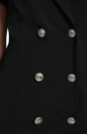 Karl Lagerfeld Double-breasted Blazer Minidress With Ruffle Hem - Black