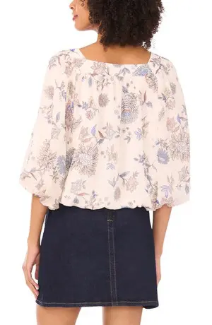 Vince Camuto Floral Print Square Neck Top