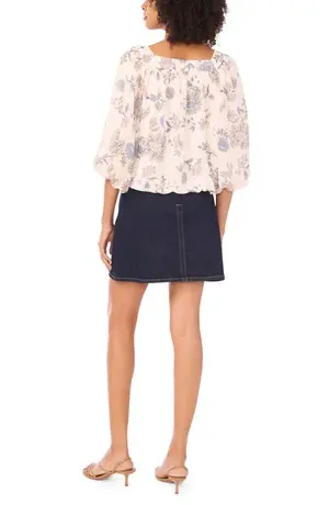 Vince Camuto Floral Print Square Neck Top