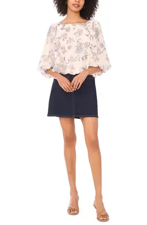 Vince Camuto Floral Print Square Neck Top