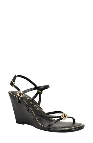 Guess Strappy Slingback Wedge Sandal - Black