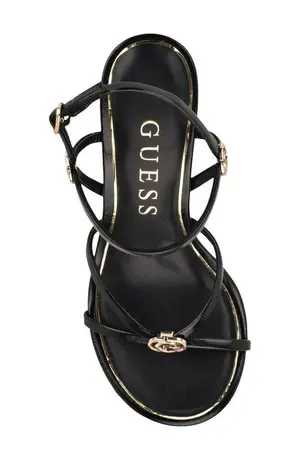 Guess Strappy Slingback Wedge Sandal - Black